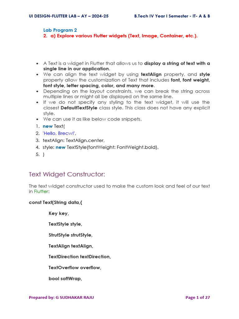 UI DESIGN-FLUTTER Lab - Week 2 | PDF | Typefaces | Icon (Computing)