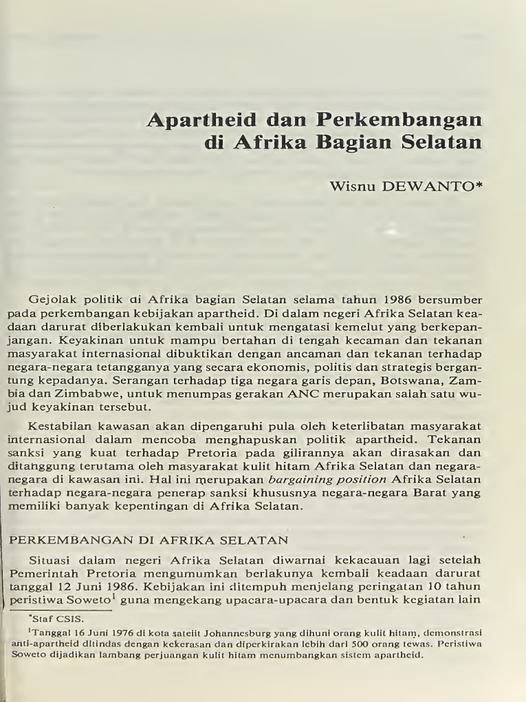 Dampak Apartheid di Afrika Selatan | PDF
