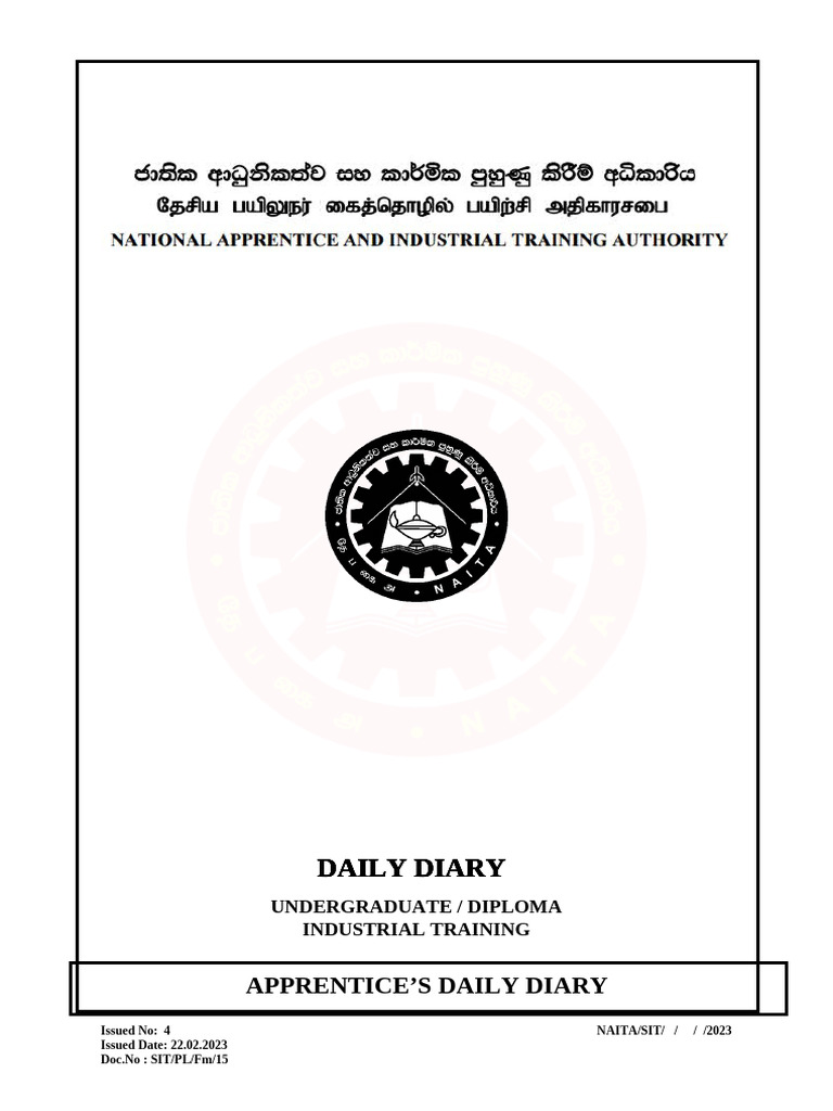 Apprentice Daily Diary Template | PDF