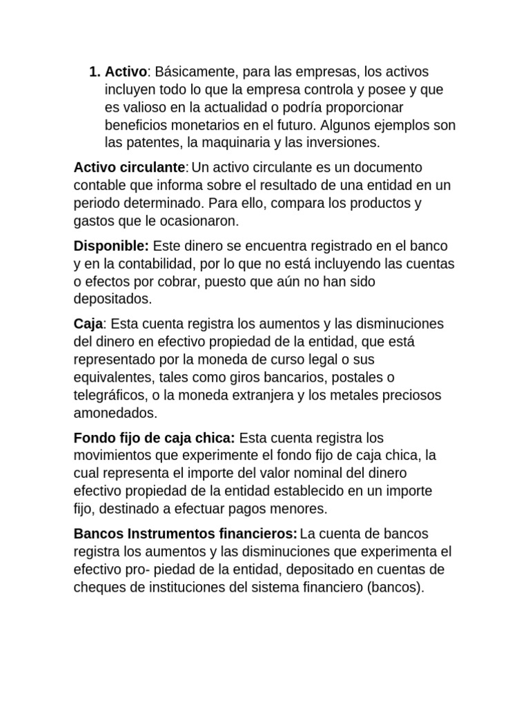 Activo y Pasivo | PDF | Bancos | Efectivo