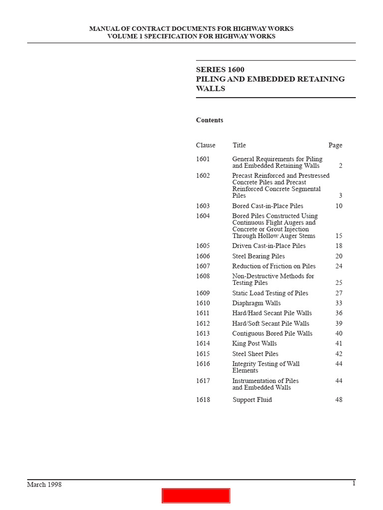 SHW Series 1600 Piling and Embedded Retaining Walls - November 2005 ...