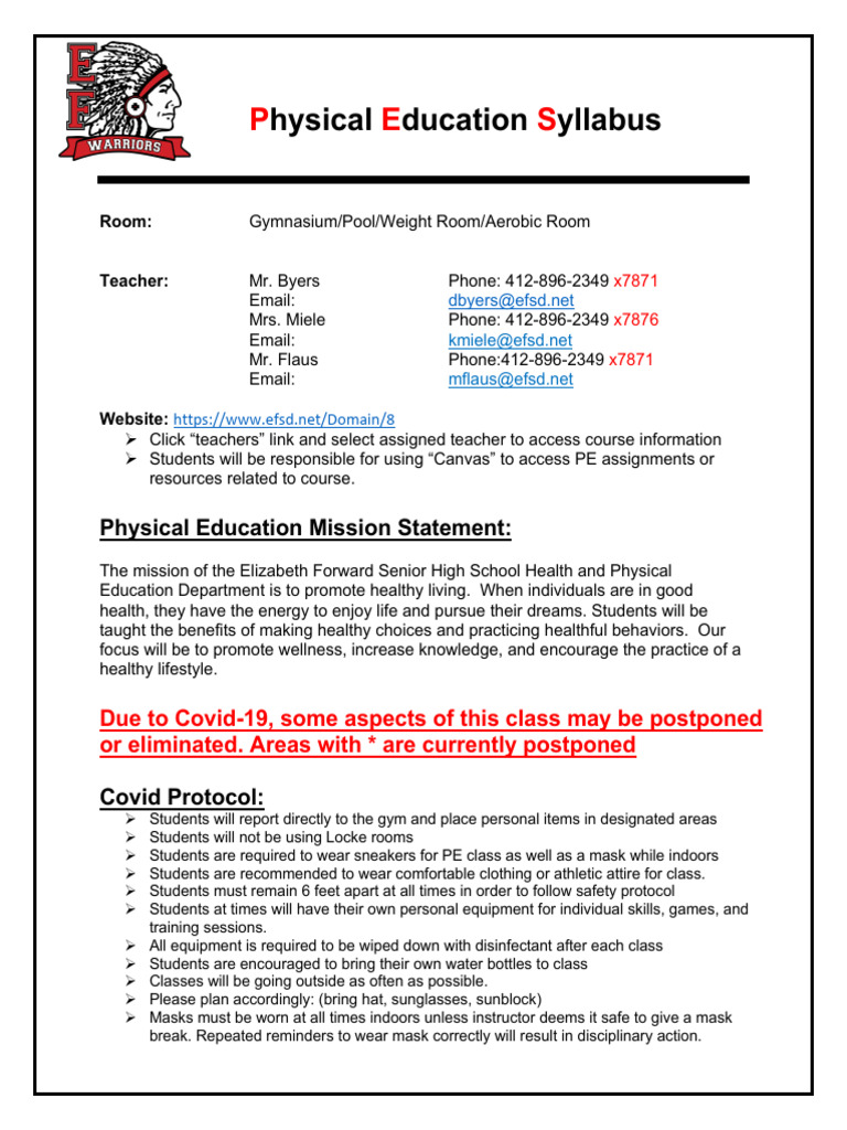 Physical Education Syllabus Overview | PDF | Physical Education ...