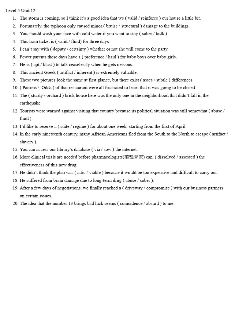 Level 5 Unit 12 - Test | PDF | Language Arts & Discipline | Foreign ...