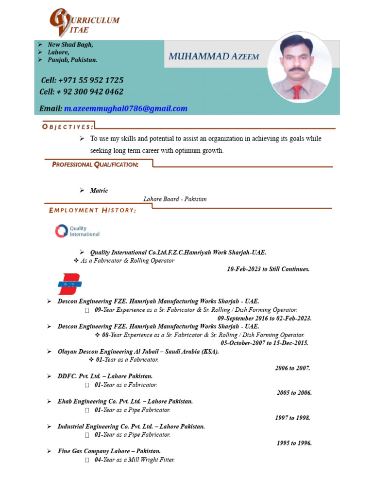 Azeem - CV | PDF | Pakistan