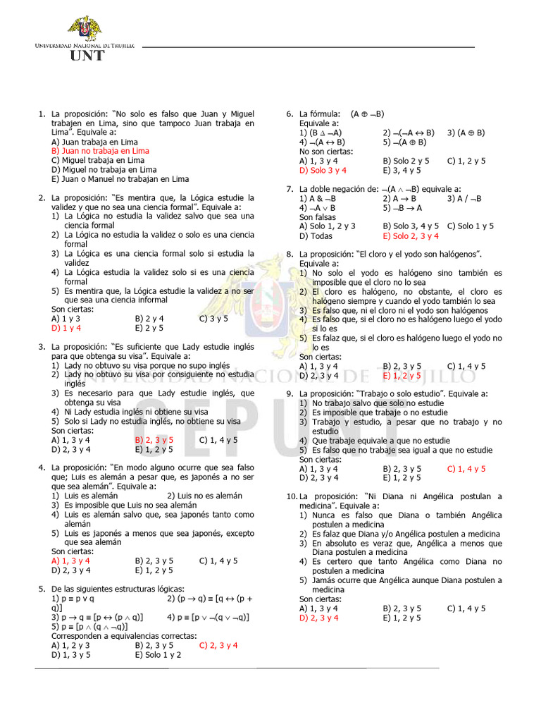 Intensivo 2021 - Semana 4 - Claves | PDF | Proposición | Lógica
