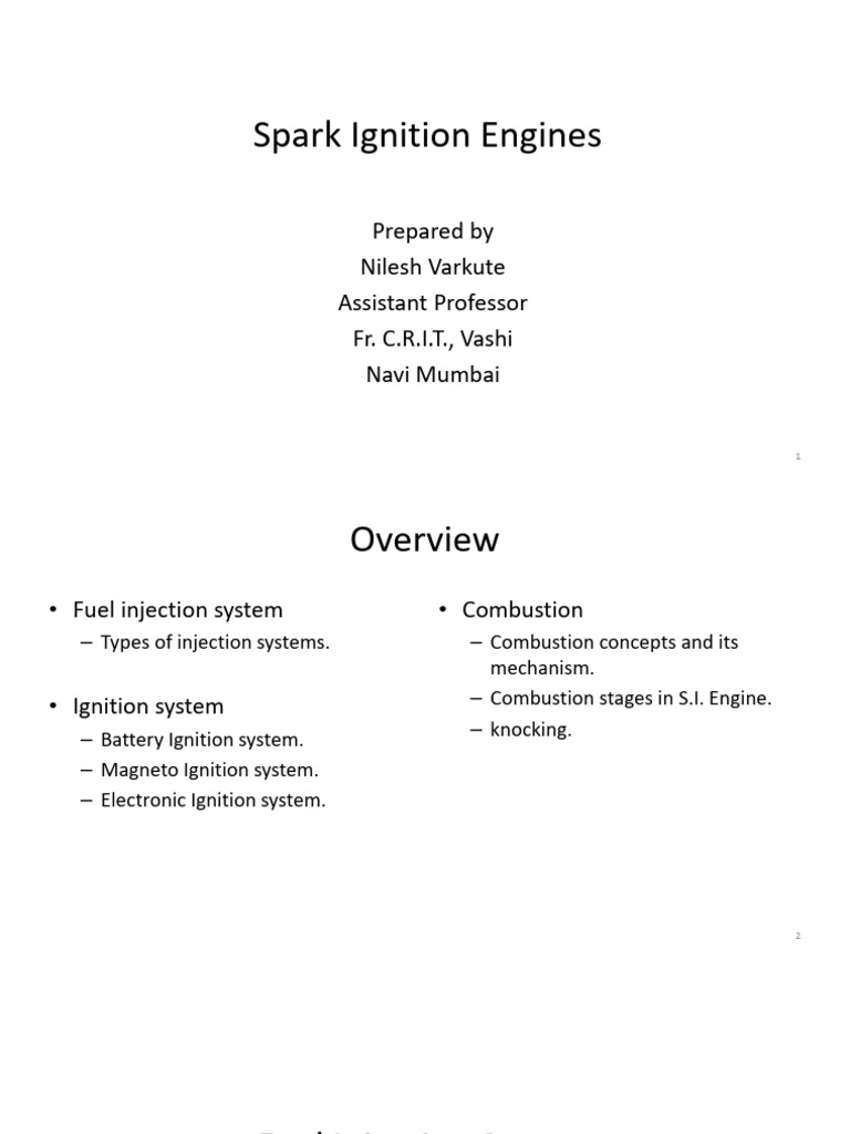 Spark Ignition Engines - SH-2024 | PDF | Fuel Injection | Combustion