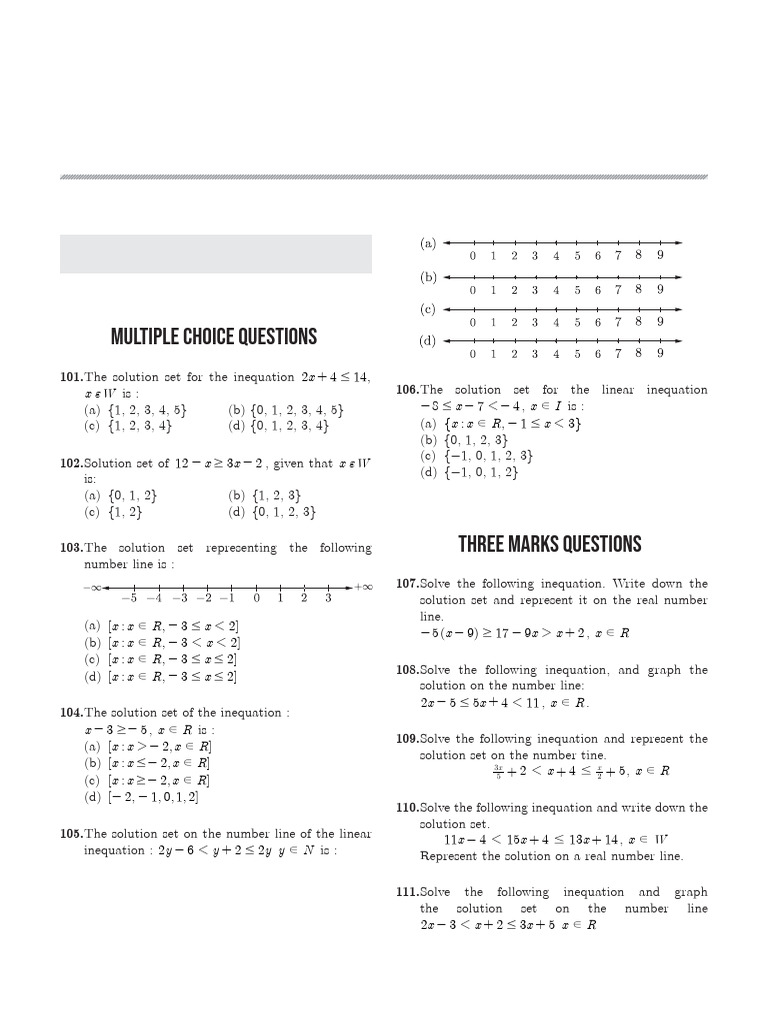 Linear Inequalities Worksheet | PDF | Equations | Algebra