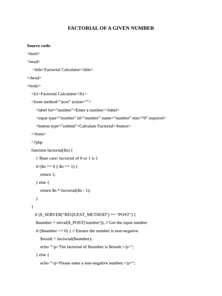 Factorial of A Given Number | PDF
