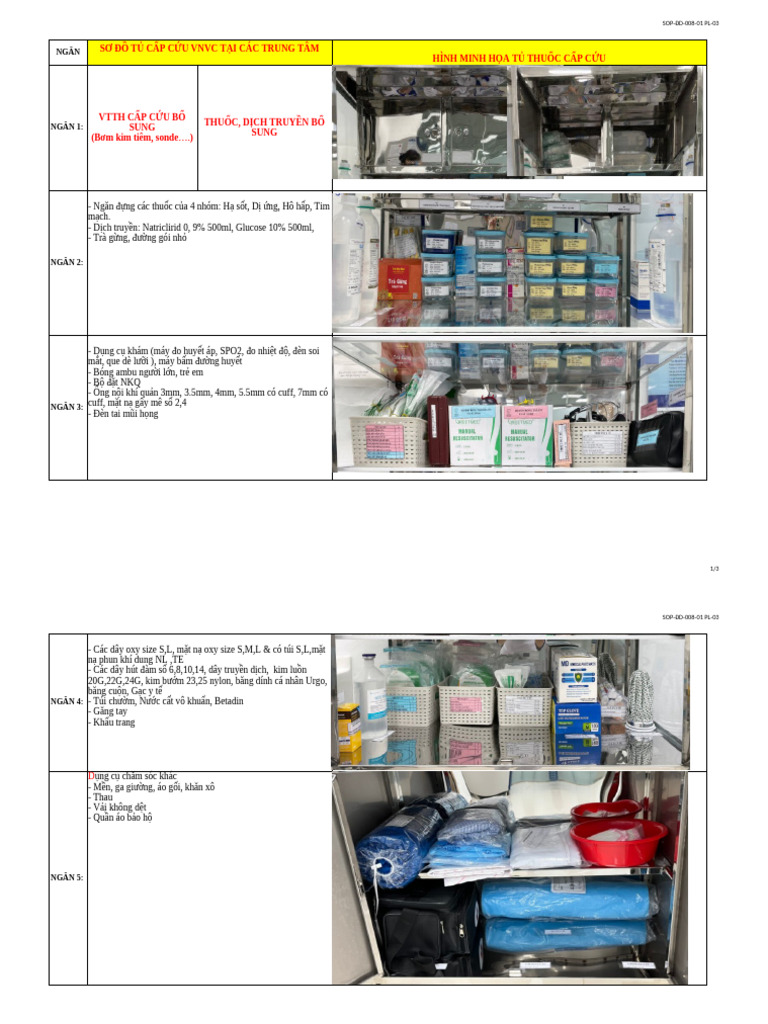 Pl3 -Sop-đd-008-01 - sơ Đồ Tủ Cấp Cứu Vnvc Miền Nam 2022 | PDF
