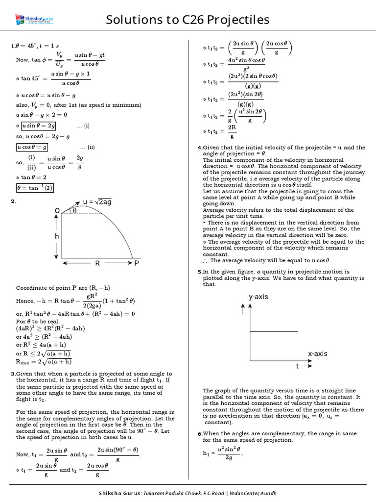 Solutions To C26 Projectiles | PDF | Mechanical Engineering | Classical Mechanics