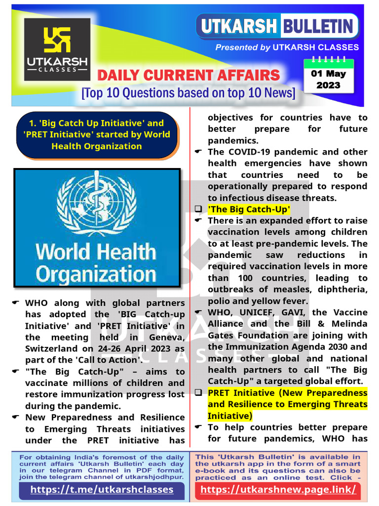 'Big Catch Up Initiative' and 'PRET Initiative' Started by World Health ...