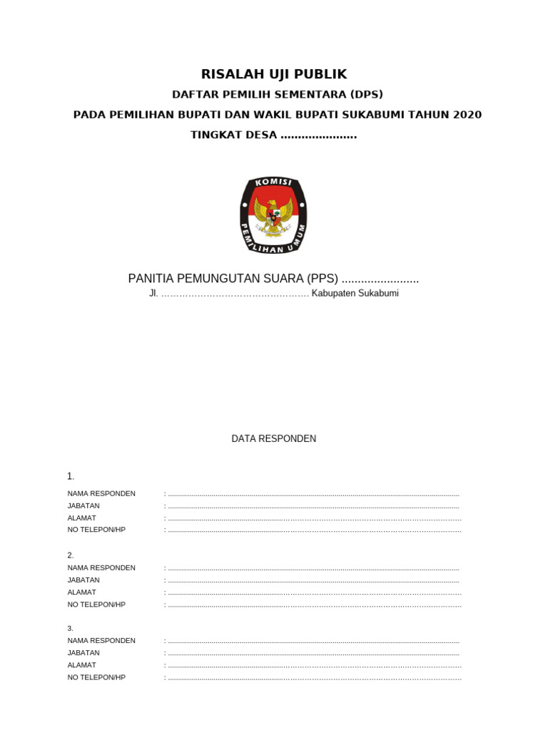 Uji Publik DPS Pemilihan Sukabumi 2020 | PDF