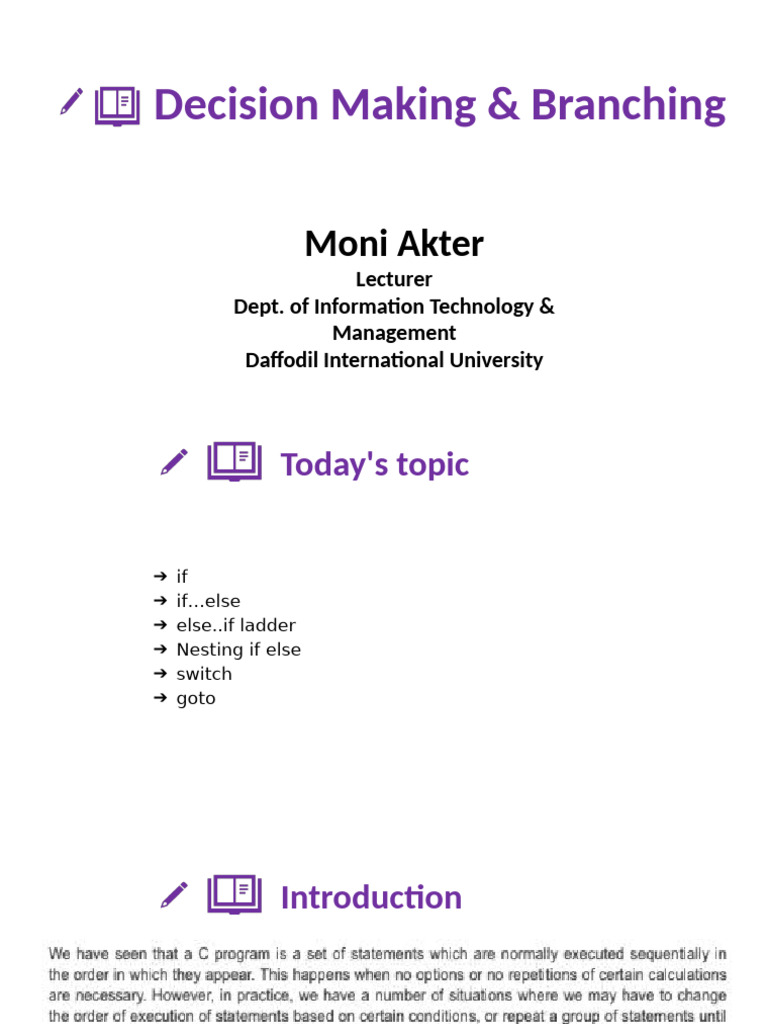 4 Lecture Decision Making Branching Pdf