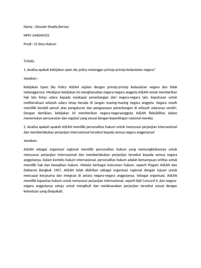 Analisis Kebijakan Open Sky ASEAN dan Hukum | PDF | Hukum