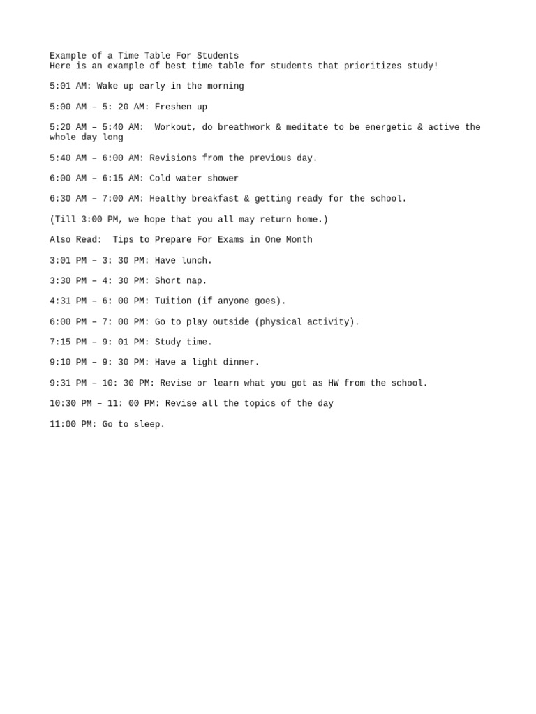 Time Table | PDF