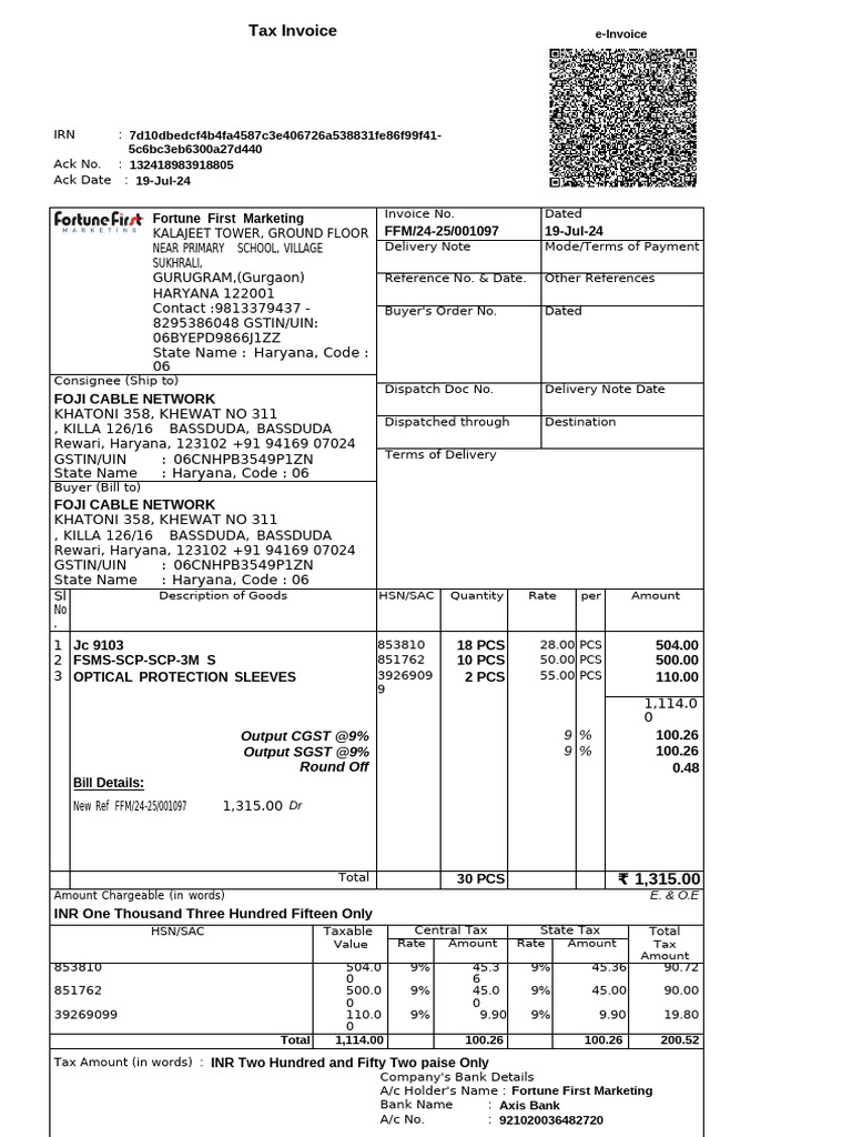 Foji Cable Network 001097 | PDF | Taxation | Payments