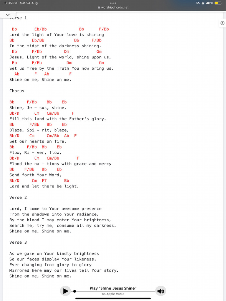Shine Jesus Shine Chords by Graham Kendrick - Worship Chords | PDF