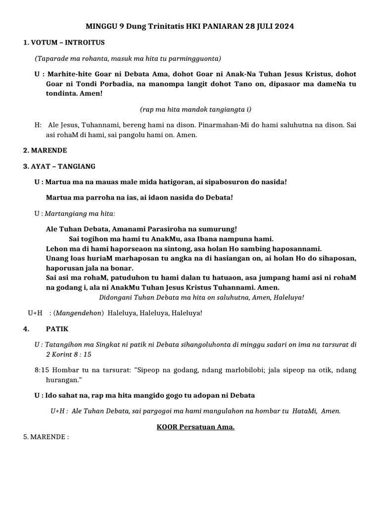PARAGENDA MINGGU 9 Dung Trinitatis 28 JULI 2024 | PDF | Kajian Bahasa Asing