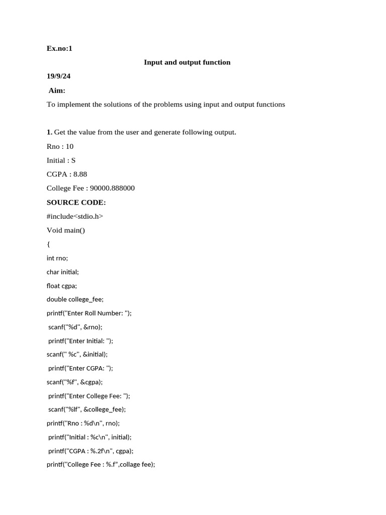 Ex. 1 | PDF | Computer Programming | Computing Ex. 1 | PDF | Computer Programming | Computing