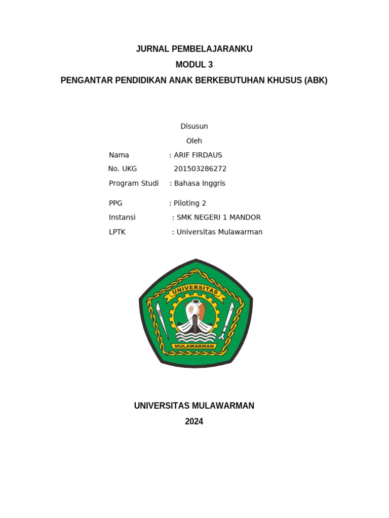 Jurnal Pembelajaranku Modul 3 Abk Arif Firdaus | PDF
