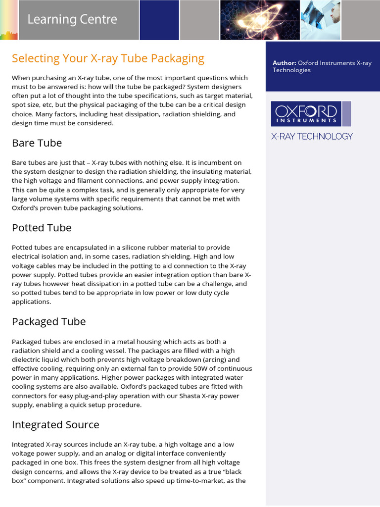 Selecting Your X-Ray Tube Packaging | PDF | Vacuum Tube | Power Supply