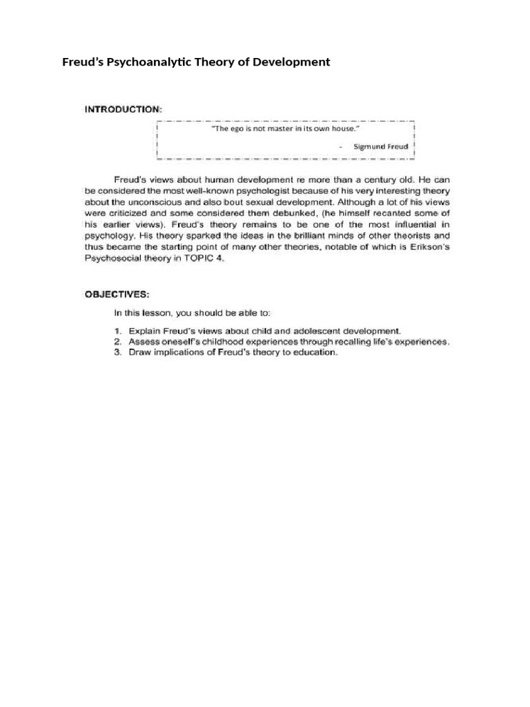 Freuds Psychoanalytic Theory of Development | PDF | Self-Improvement ...