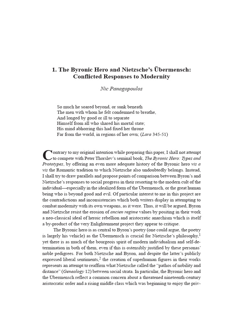 The Byronic Hero and Nietzsches Ubermensch | PDF | Friedrich Nietzsche ...