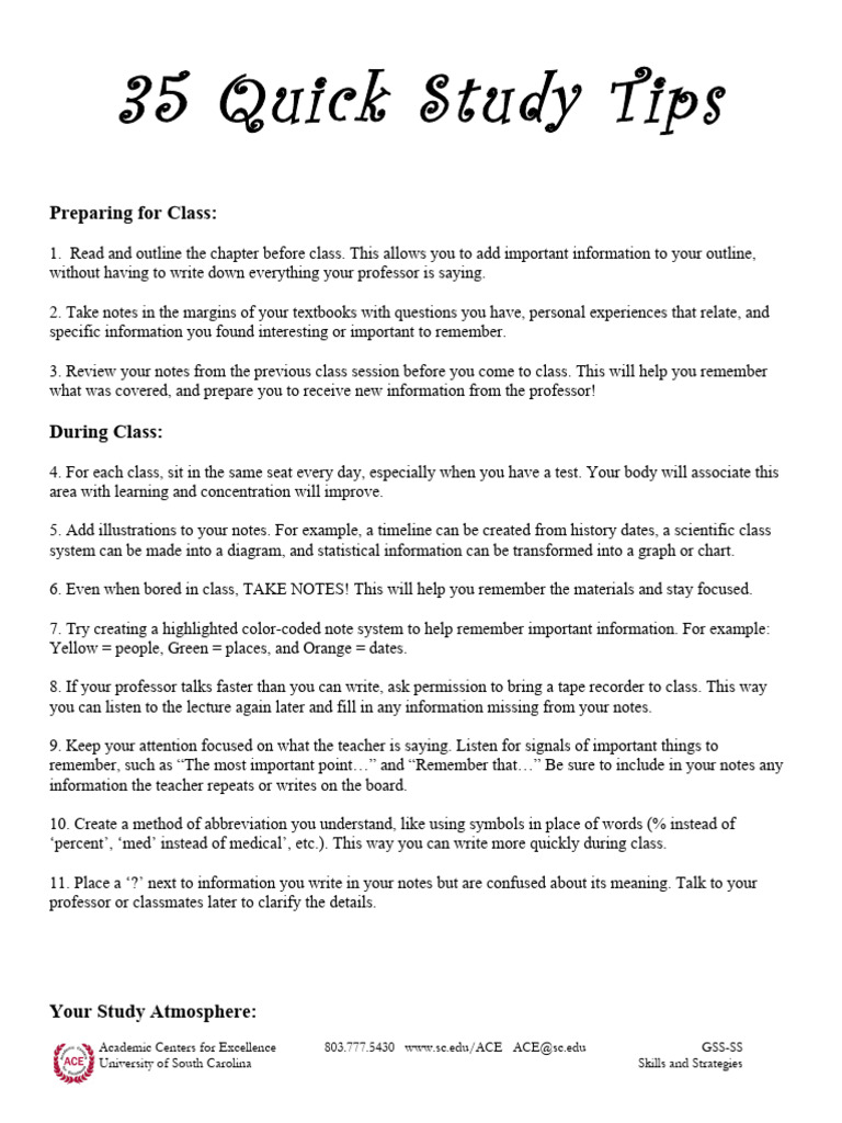 35 Quick Study Tips | PDF