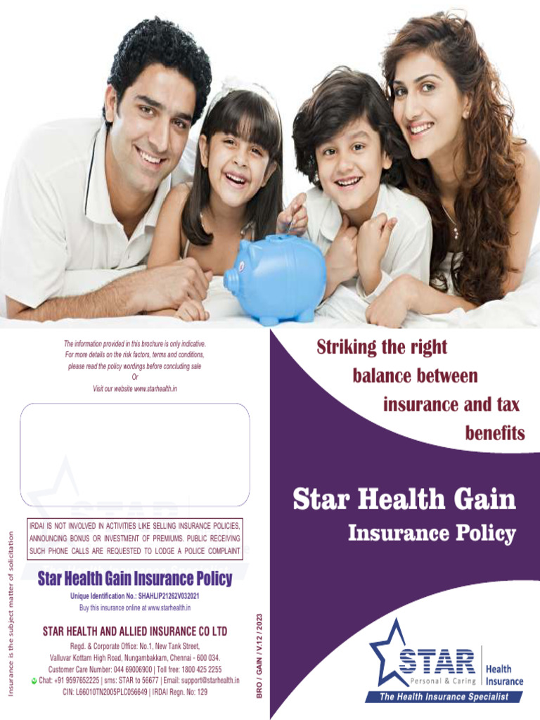Star Health GainBrochure | PDF | Insurance | Plastic Surgery