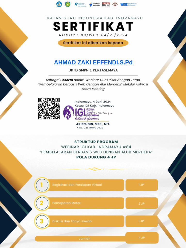 JUNI - Ahmad Zaki E, S.PD Peserta Webinar IGI Kab. Indramayu Ke - 84 13 | PDF