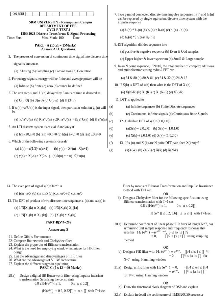 QP 2017 - Model 2 | PDF | Discrete Fourier Transform | Filter (Signal ...