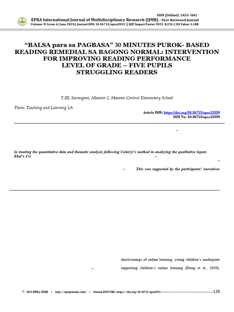 1157am - 21.epra Journals 13539 | PDF | Reading Comprehension | Learning