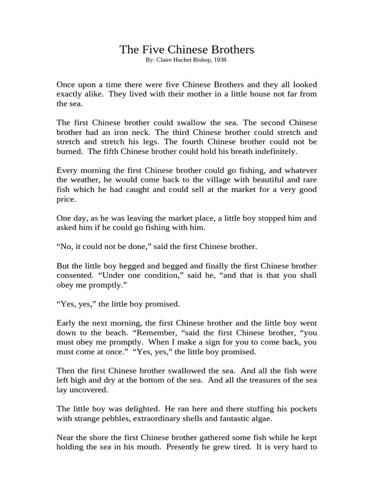 The Five Chinese Brothers | PDF