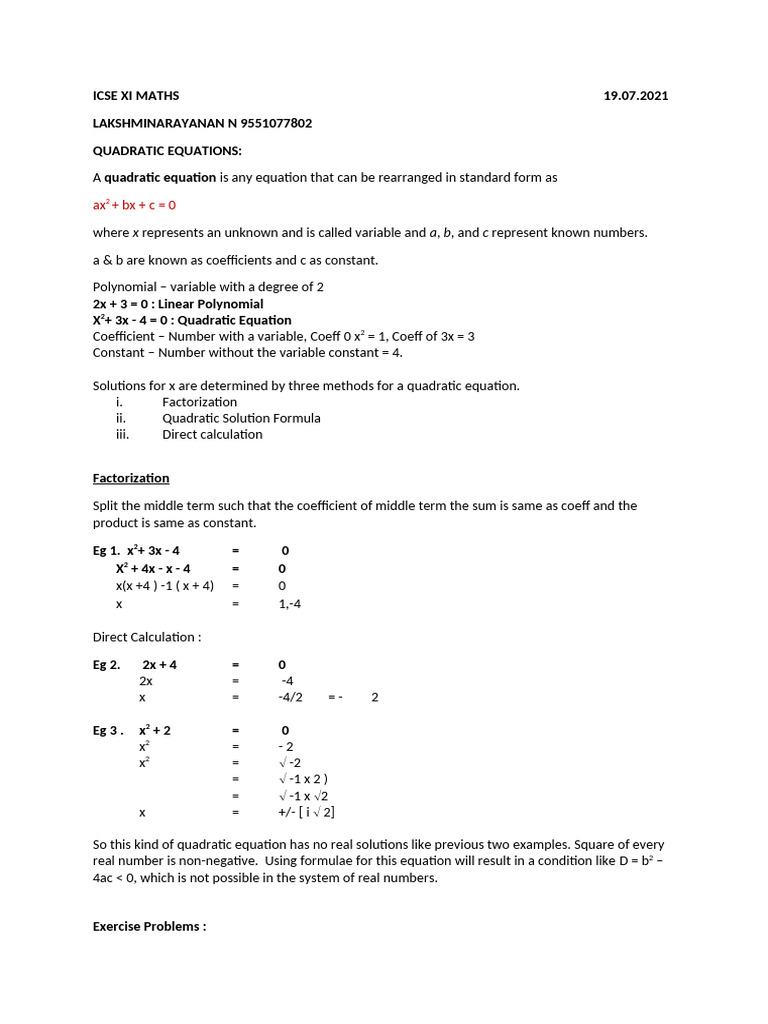 C5 CL1 Qe July 19 | PDF | Quadratic Equation | Equations