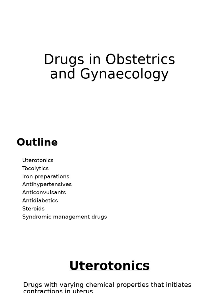 Essential Drugs in Obstetrics & Gynaecology | PDF | Clinical Medicine ...