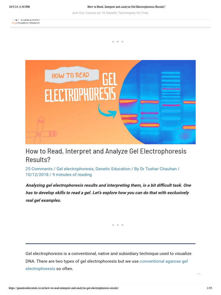 How To Read, Interpret and Analyze Gel Electrophoresis Results | PDF | Gel Electrophoresis ...