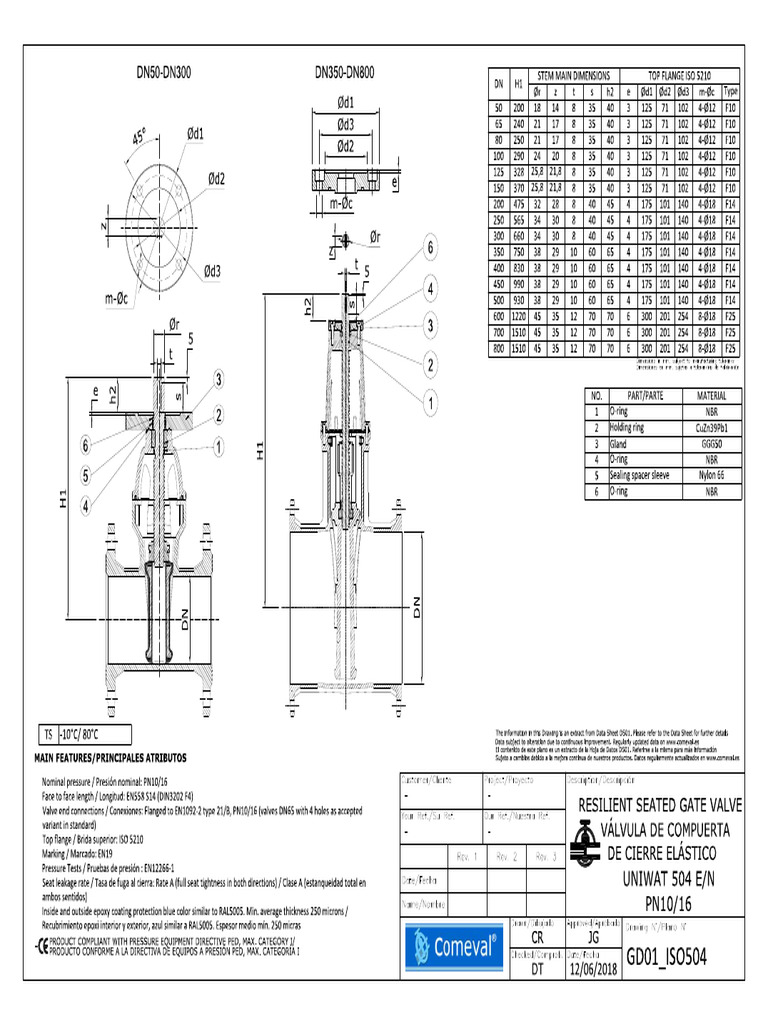 Gate Valves ISO Flanged-504-Drawing | PDF