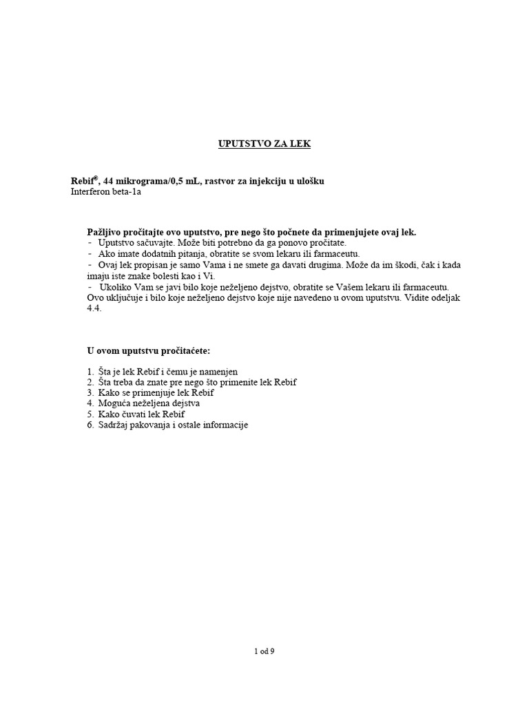 Uputstvo Za Lek | PDF