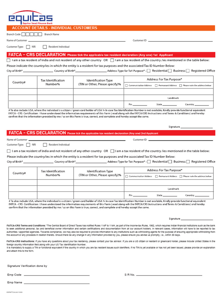 FATCA Individual July 2024 D9e15dee08 | PDF