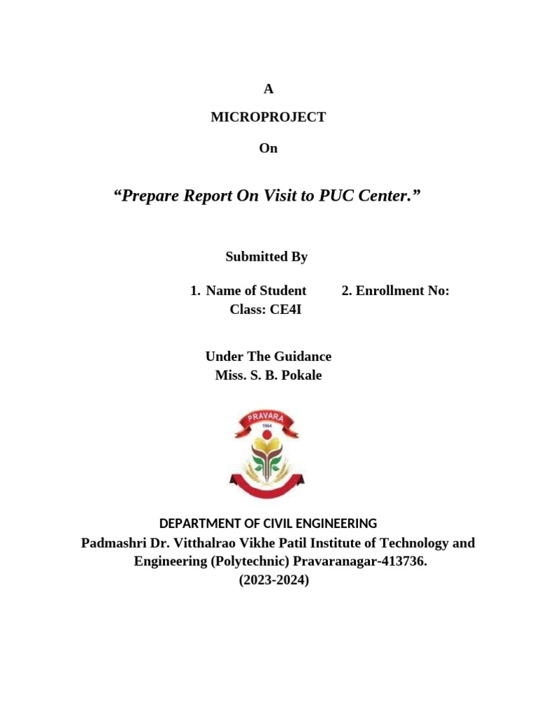 Prepare Report On Visit To PUC Center | PDF | Computers