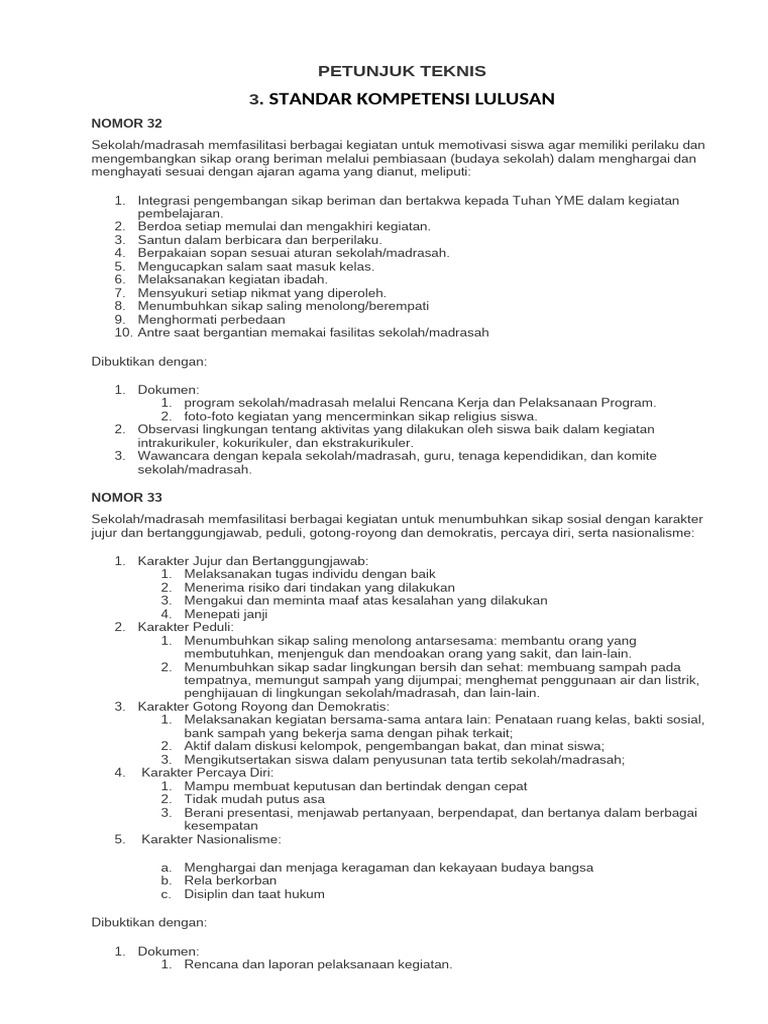Petunjuk Teknis Standar Kompetensi Lulusan | PDF