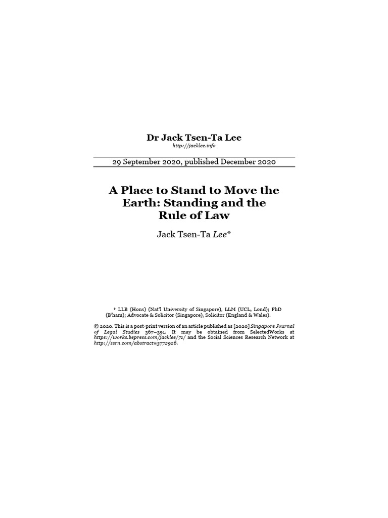 Standing Rules and the Rule of Law | PDF | Standing (Law) | Governance
