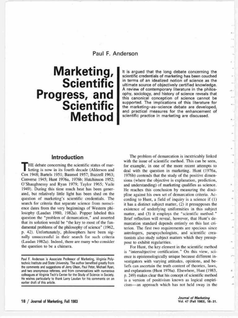 Marketing, Scientific Progress, and Scientific Method | PDF