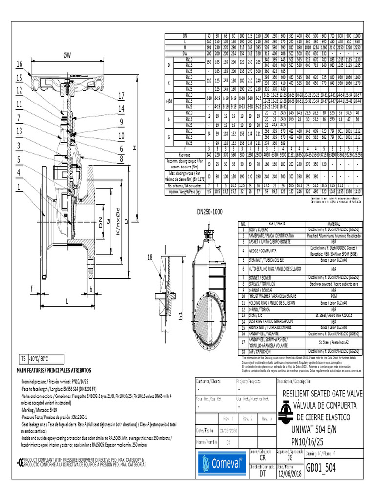 Gate - Valves 504 Handwheel Drawing en gd01 | PDF | Materiales