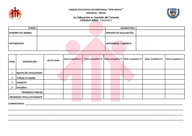 HOJA REGRISTRO NOTAS BARRIOS vol 03 | PDF