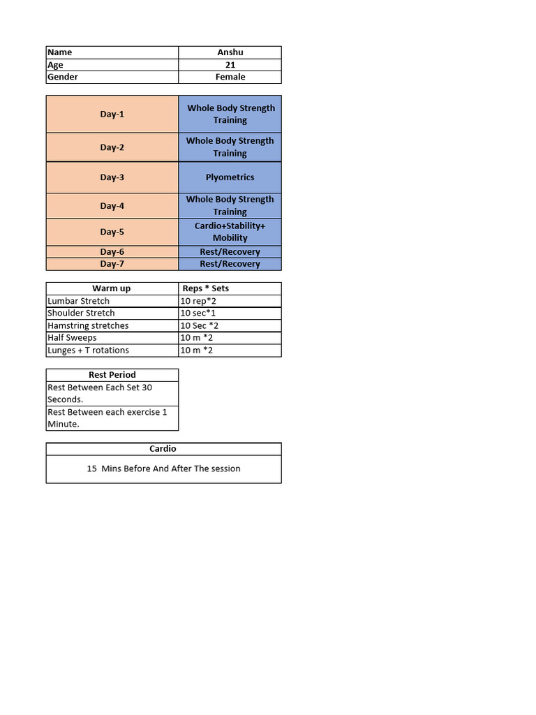 7-Day Full Body Workout Plan | PDF | Sports Science | Weight Training