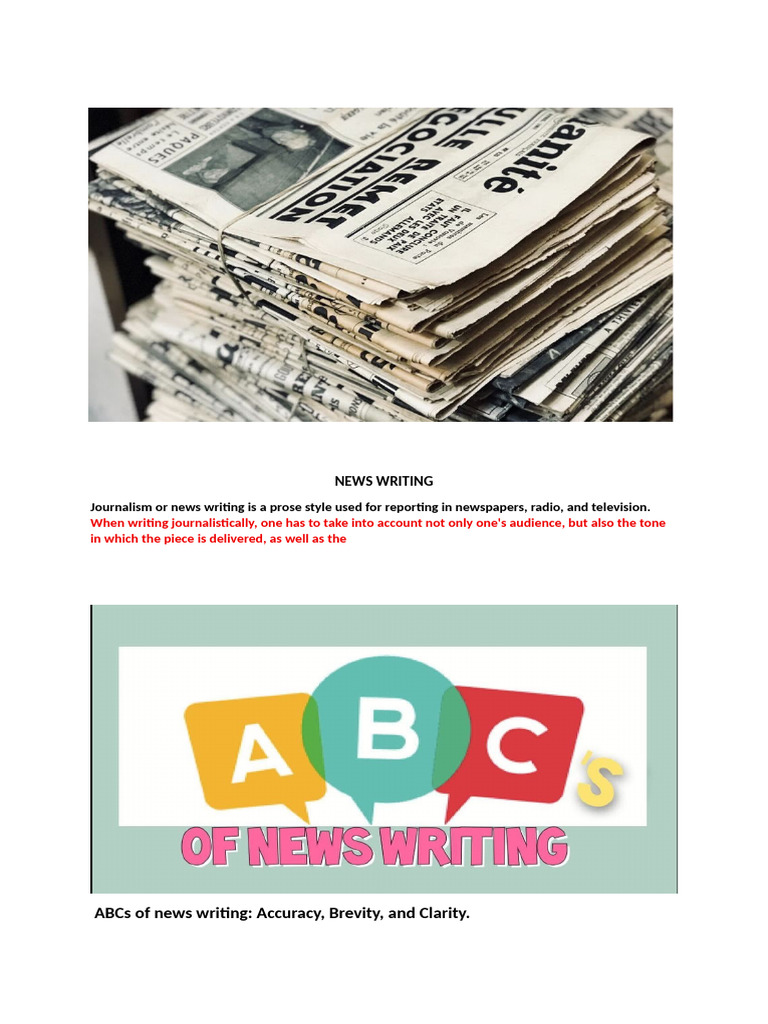 News Writing Pdf Verb Adjective
