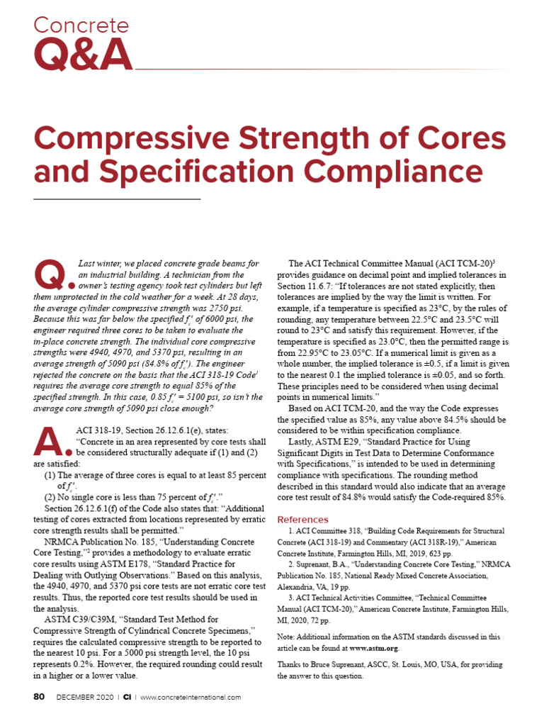 Core Strength Compliance in Concrete Testing | PDF | Concrete ...