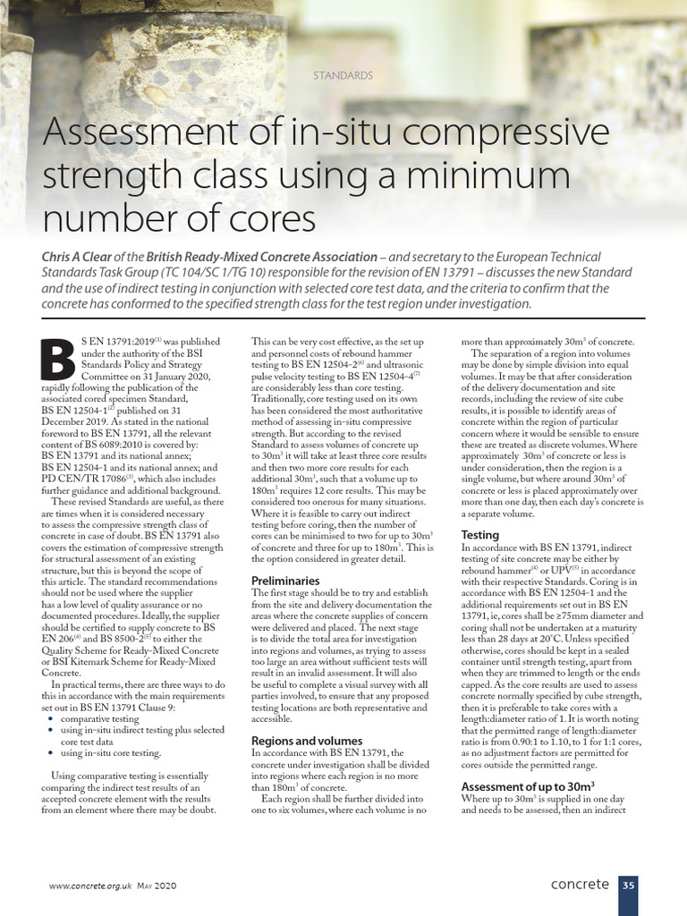 Assessment Of In Situ Compressive Strength Class Using A Minimum Number Of