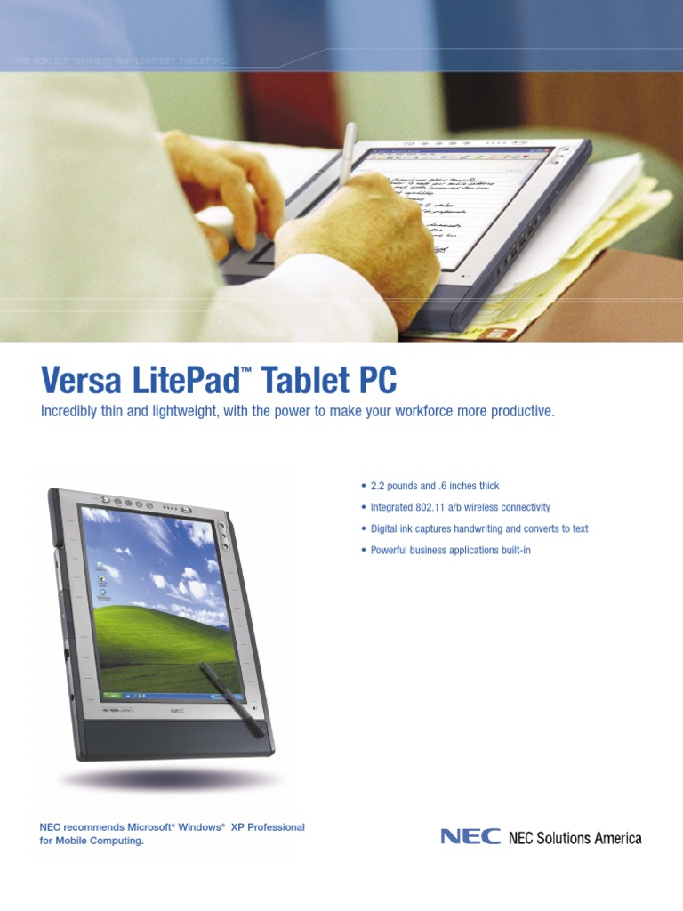 NEC Versa LitePad VL-PAD-933 Brochure | PDF | Random Access Memory ...